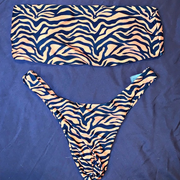 SHEIN | Swim | Tiger Print Tube Top Swimsuit Small | Poshmark